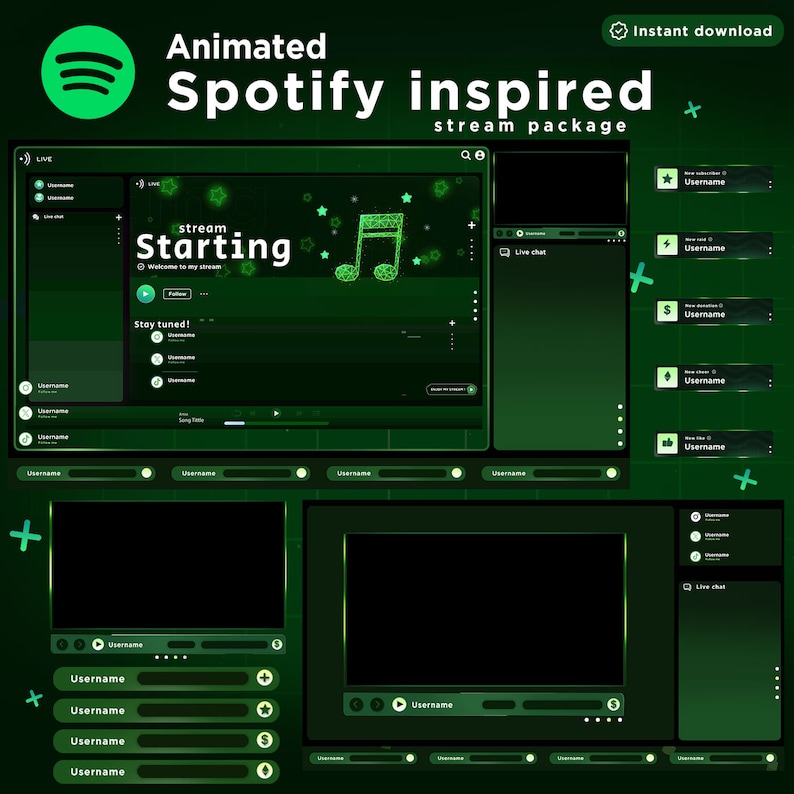 Animated Spotify Stream Package for Twitch Streamers for Music Lovers ...