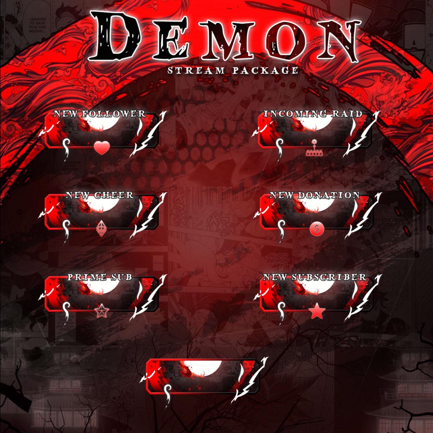 Demon Stream Package Full Twitch Stream Overlays Animated Stream for ...