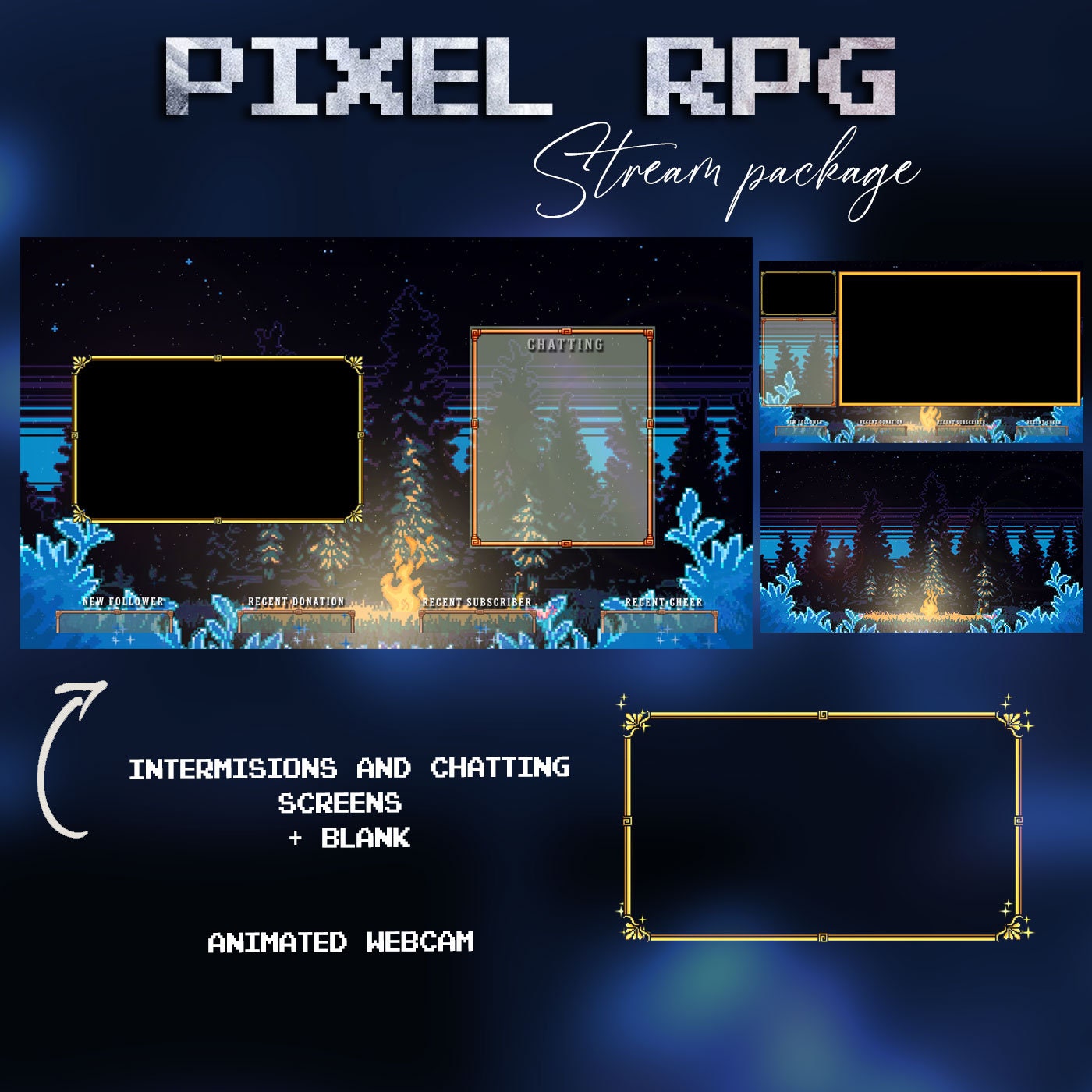 Premium Fantasy Night Stream Package Full Twitch Stream Overlays Animated RPG Stream for Twitch ...
