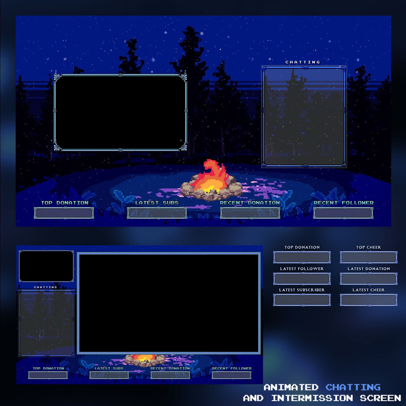 Premium Bon Fire Stream Package Full Twitch Stream Overlays Animated ...