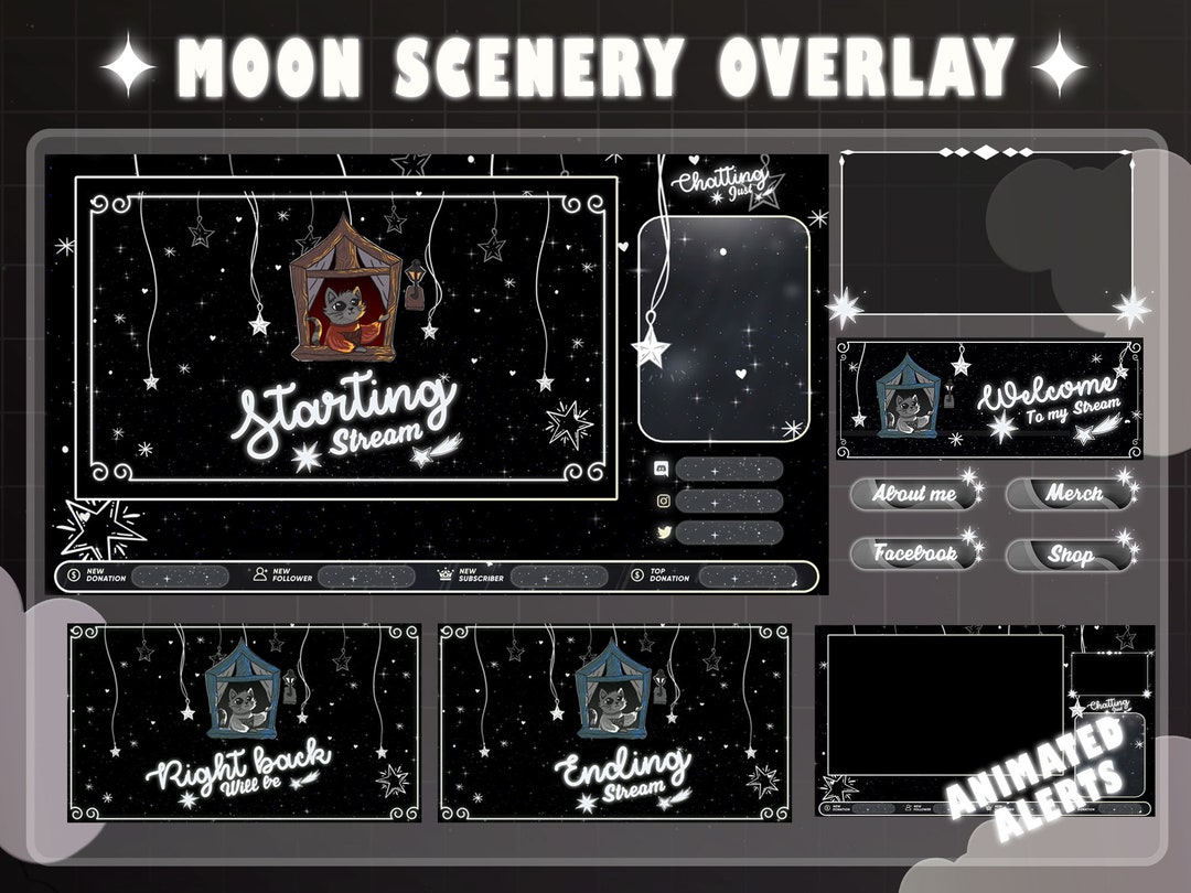 Animated Night Scenery Stream Pack for Twitch Streamers Relax Lofi ...