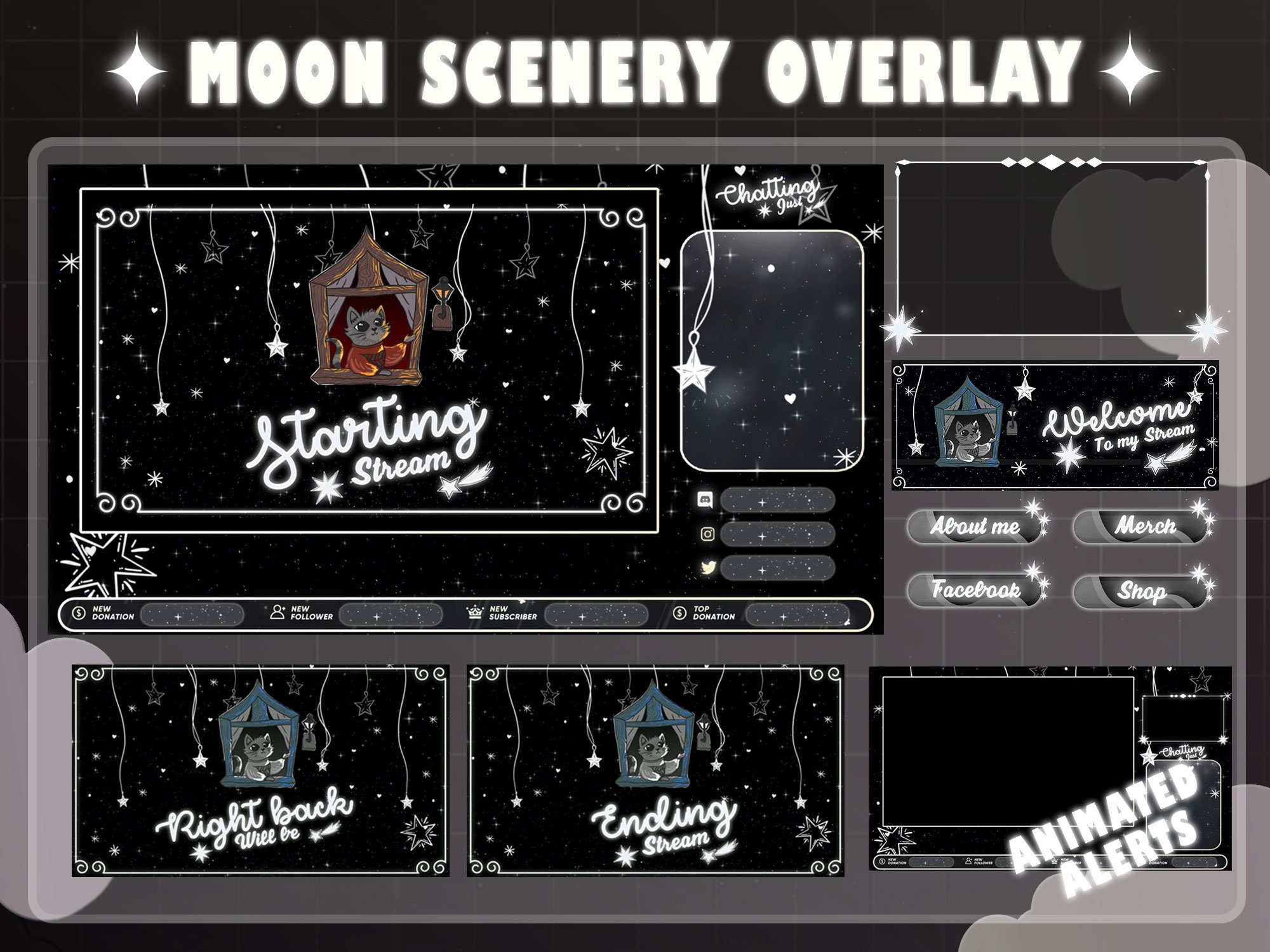 Animated Night Scenery Stream Pack for Twitch Streamers Relax Lofi ...