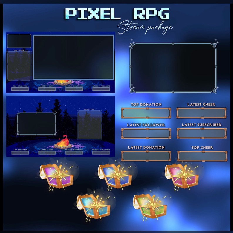 Premium Bon Fire Stream Package Full Twitch Stream Overlays Animated ...