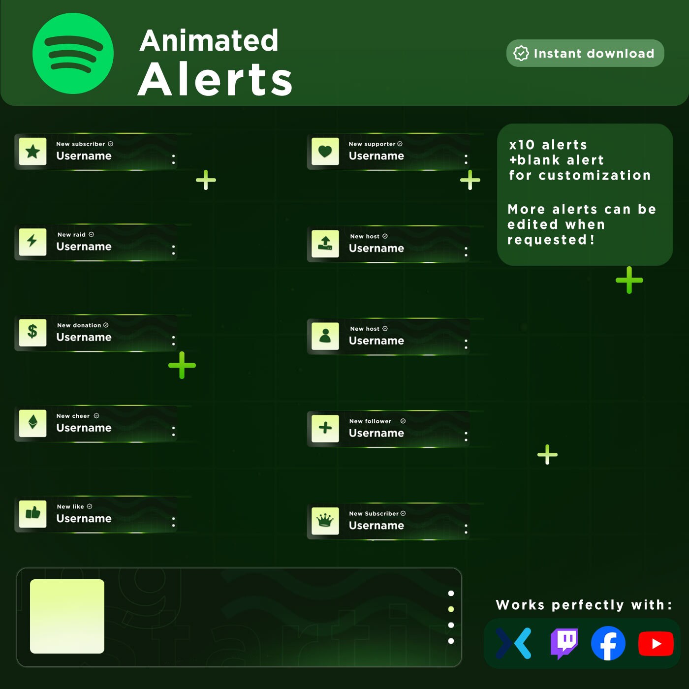 Animated Spotify Stream Package for Twitch Streamers for Music Lovers ...