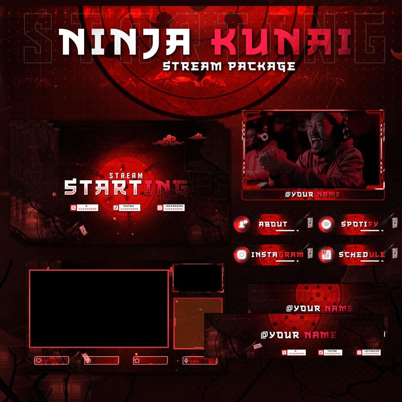 The Ninja Stream Package Full Twitch Stream Overlays Animated Stream ...