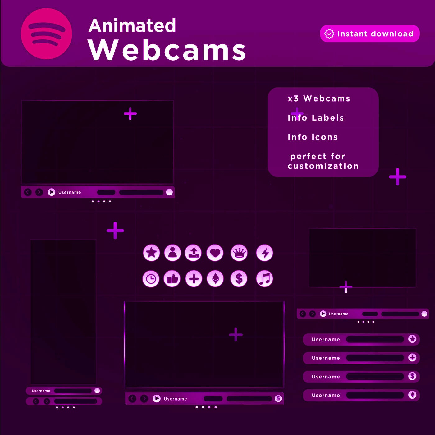 Animated Spotify Stream Package for Twitch Streamers for Music Lovers ...