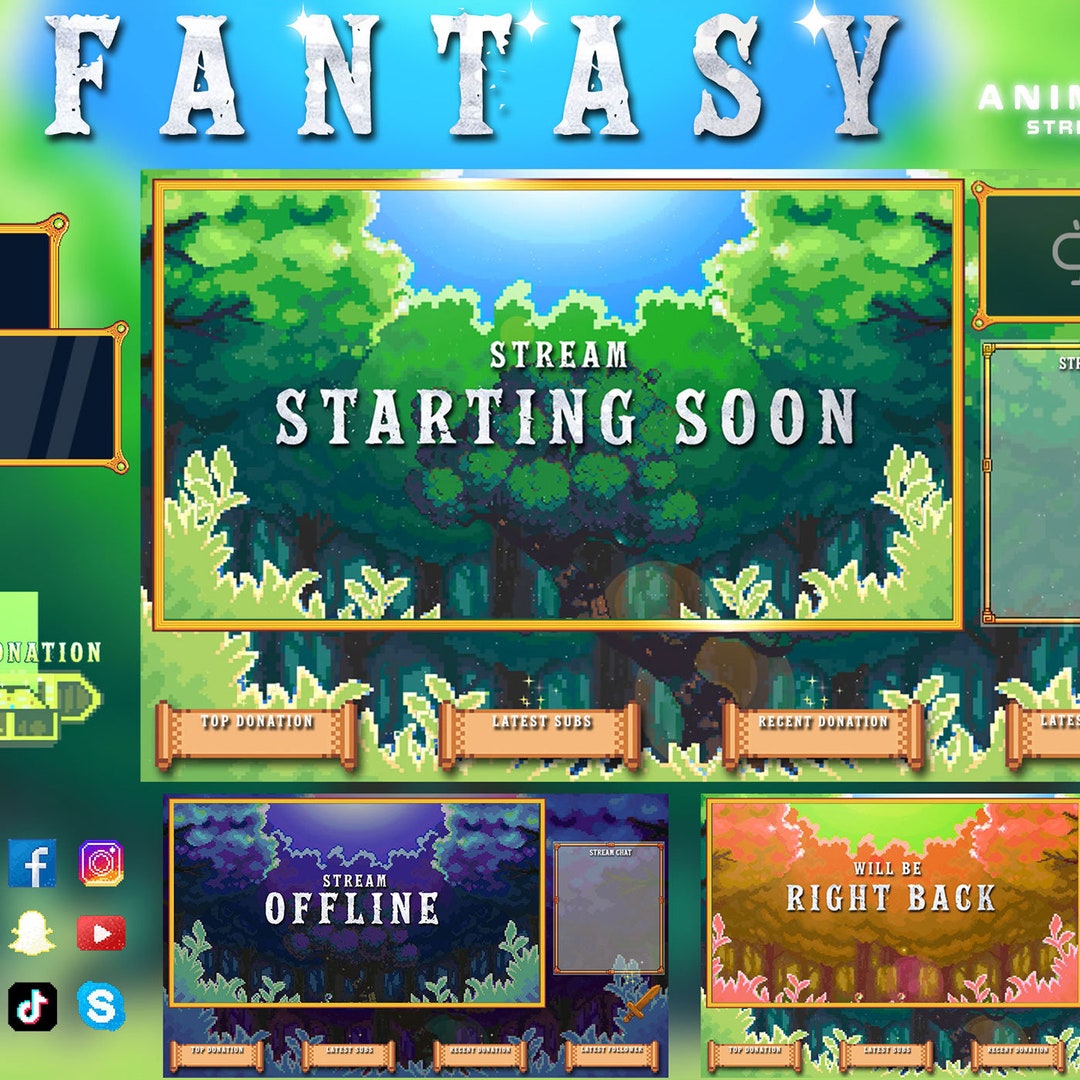 Premium Fantasy Stream Package Full Twitch Stream Overlays Animated RPG ...