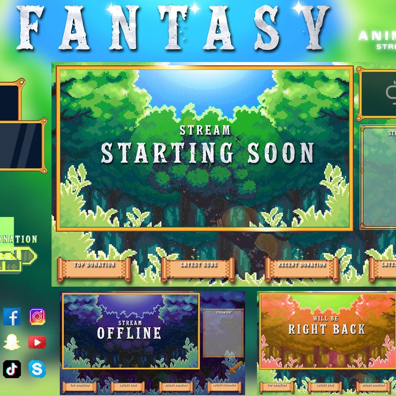 Premium Fantasy Stream Package Full Twitch Stream Overlays Animated RPG ...