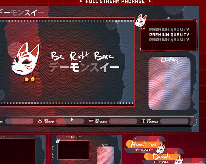 Animated Kitsune Mask for Twitch Streamers Full Twitch Package Animated ...