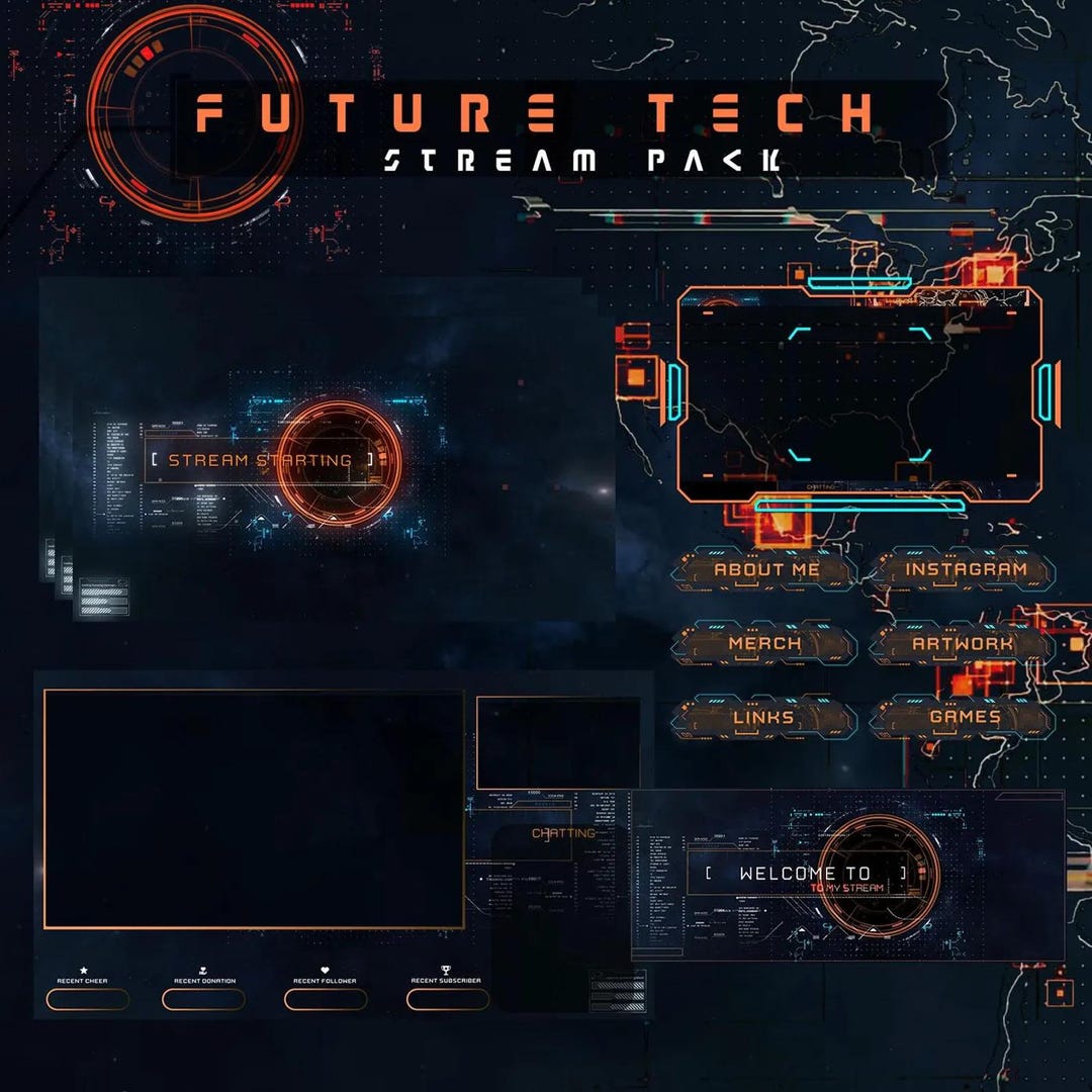 Premium Future Stream Package Full Twitch Stream Overlays Animated ...