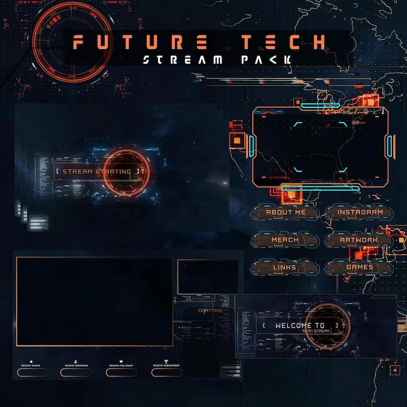 Premium Future Stream Package Full Twitch Stream Overlays Animated ...