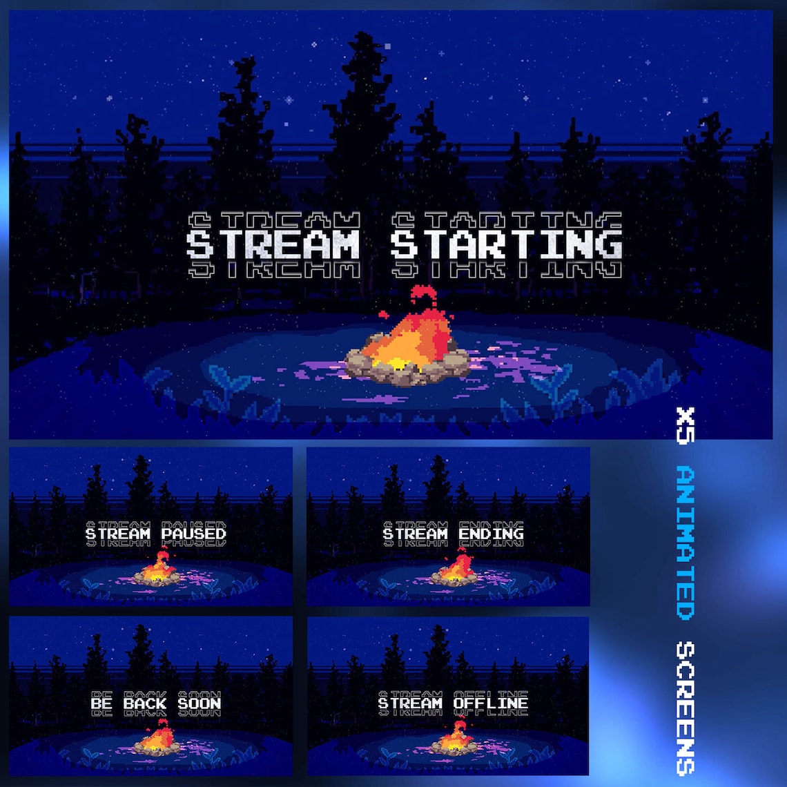 Premium Bon Fire Stream Package Full Twitch Stream Overlays Animated ...