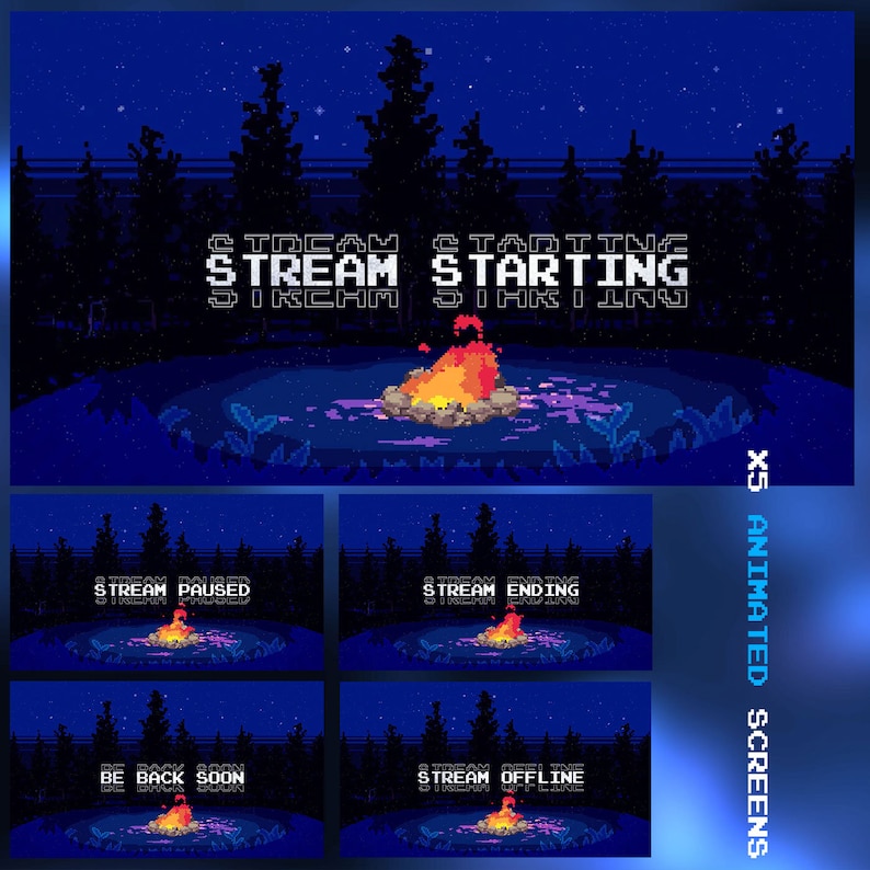 Premium Bon Fire Stream Package Full Twitch Stream Overlays Animated ...
