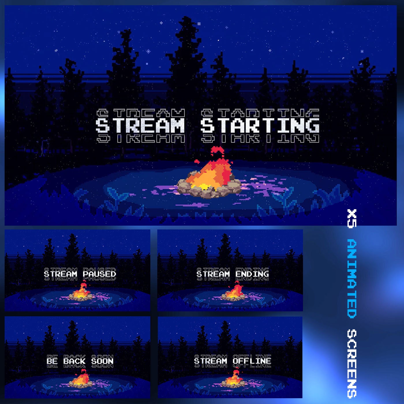 Premium Bon Fire Stream Package Full Twitch Stream Overlays Animated ...