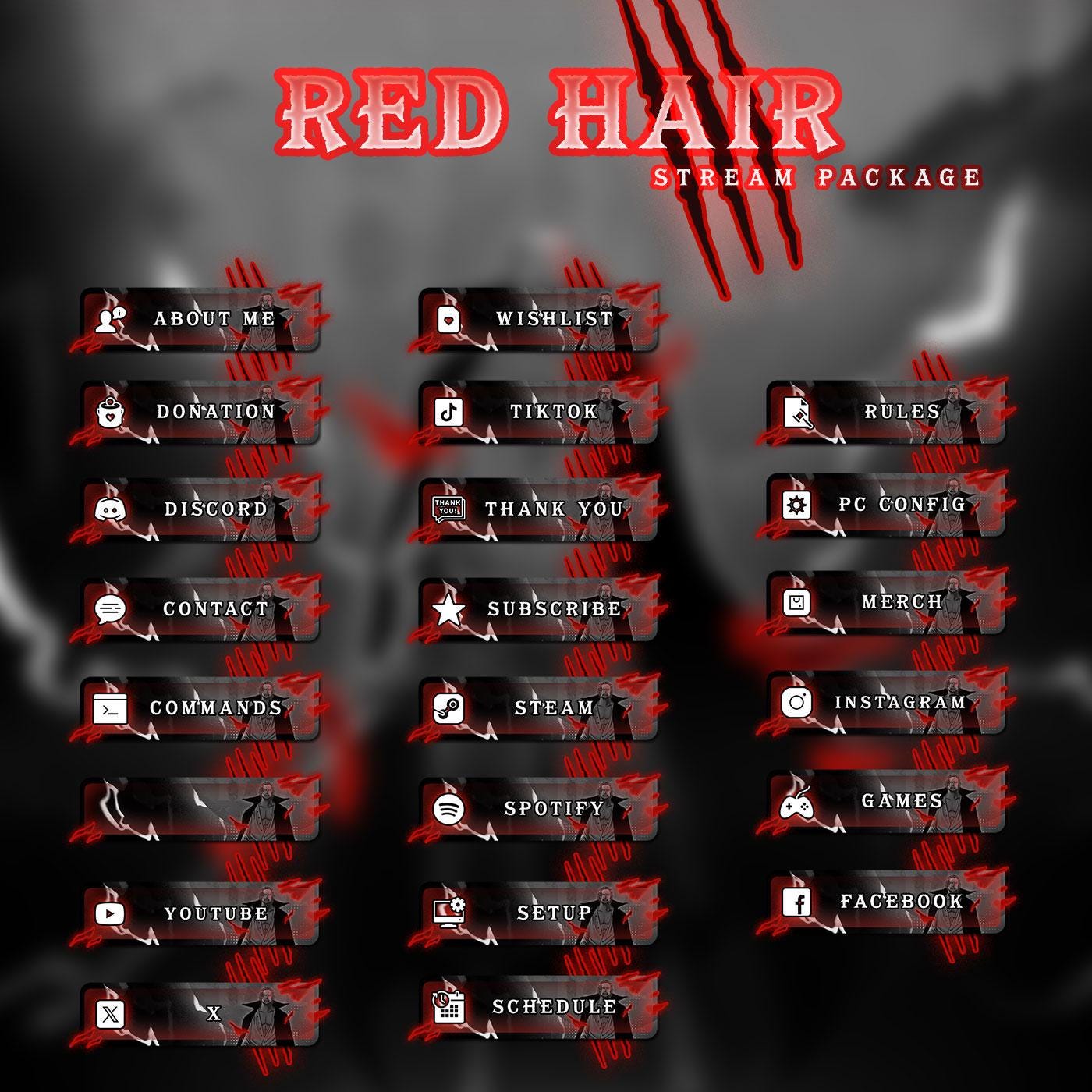 The Great Pirate Red Hair Stream Package Full Twitch Stream Overlays ...