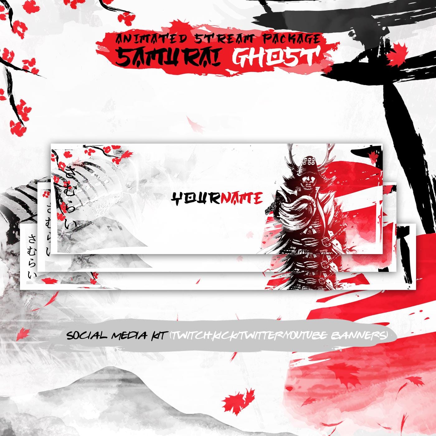 Premium Samurai Stream Package Full Twitch Stream Overlays Animated ...