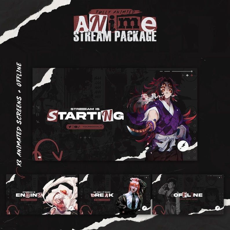 Premium Anime Package Full Twitch Stream Overlays Animated Stream for ...