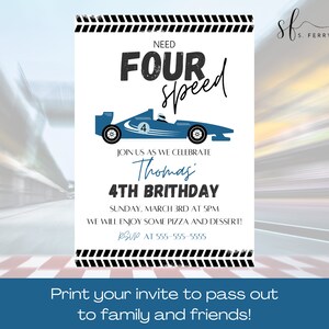 EDITABLE Need FOUR Speed Birthday Invitation, Race Car, Printable ...