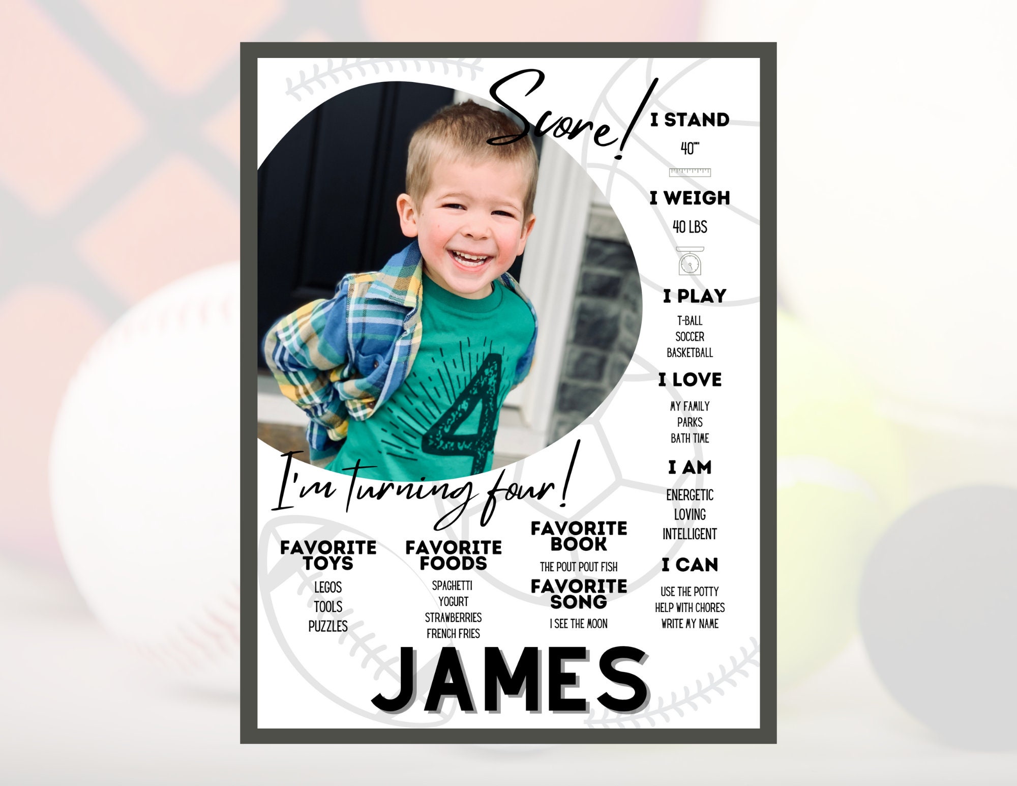 EDITABLE 4th Birthday Milestone Poster, Chalkboard Sign, Photo Poster ...