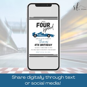 EDITABLE Need FOUR Speed Birthday Invitation, Race Car, Printable ...