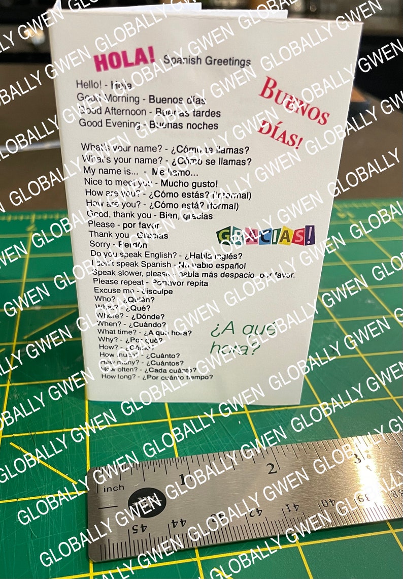 Spanish Language Cheat Sheet POCKET SIZE Travel Guide Vacation, Quick ...