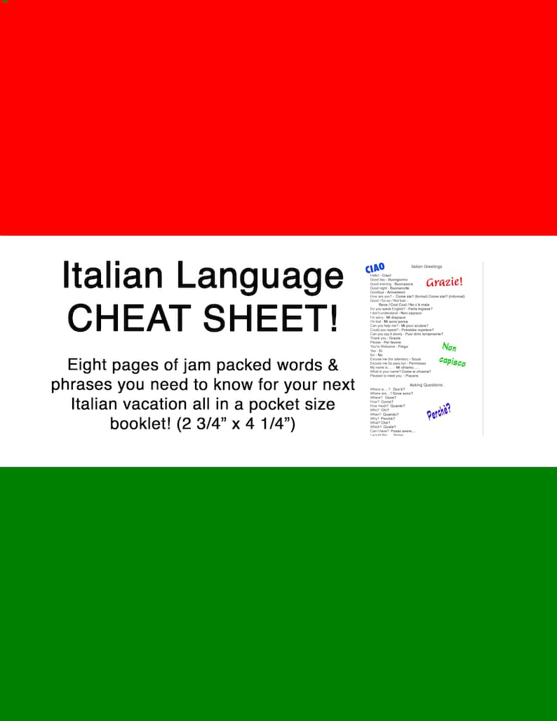 POCKET SIZE TRAVEL Cheat Sheet - Italy - Travel Guide - Vacation, Quick ...