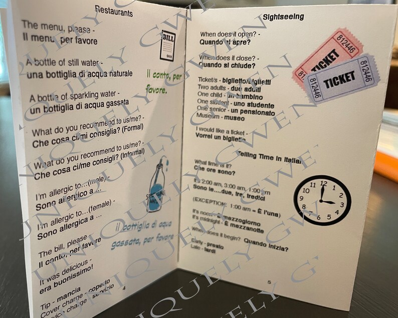 Italian Language Cheat Sheet POCKET SIZE Travel Guide Vacation, Quick ...