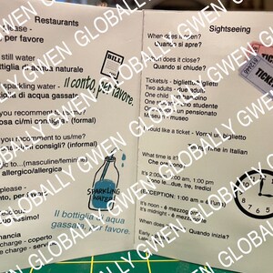 Italian Language Cheat Sheet POCKET SIZE Travel Guide Vacation, Quick ...