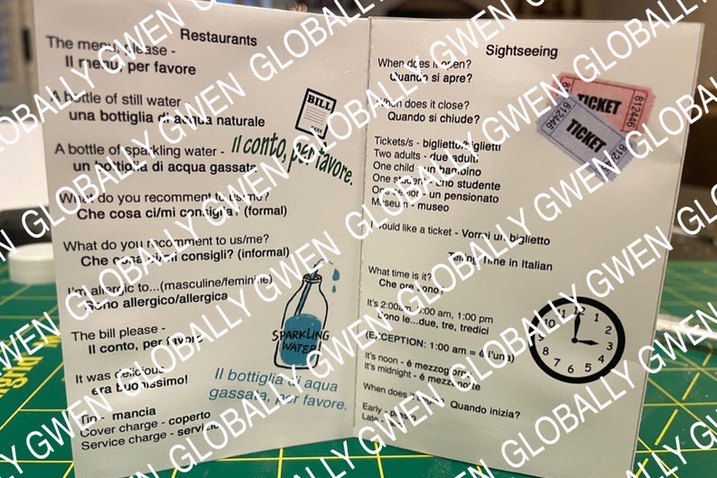 Italian Language Cheat Sheet POCKET SIZE Travel Guide Vacation, Quick ...