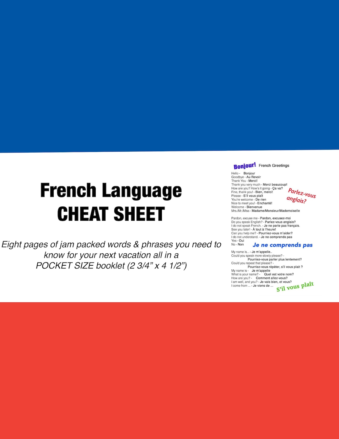 POCKET SIZE TRAVEL Cheat Sheet - France - Travel Guide - Vacation ...