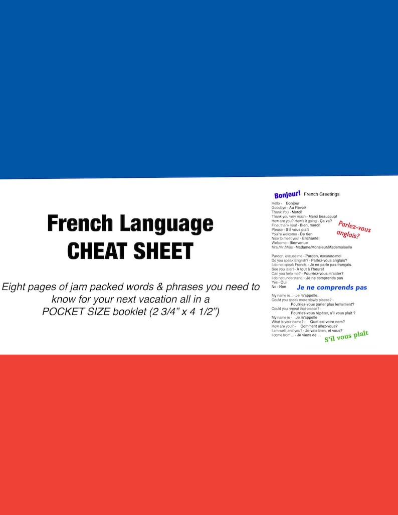 POCKET SIZE TRAVEL Cheat Sheet - France - Travel Guide - Vacation ...