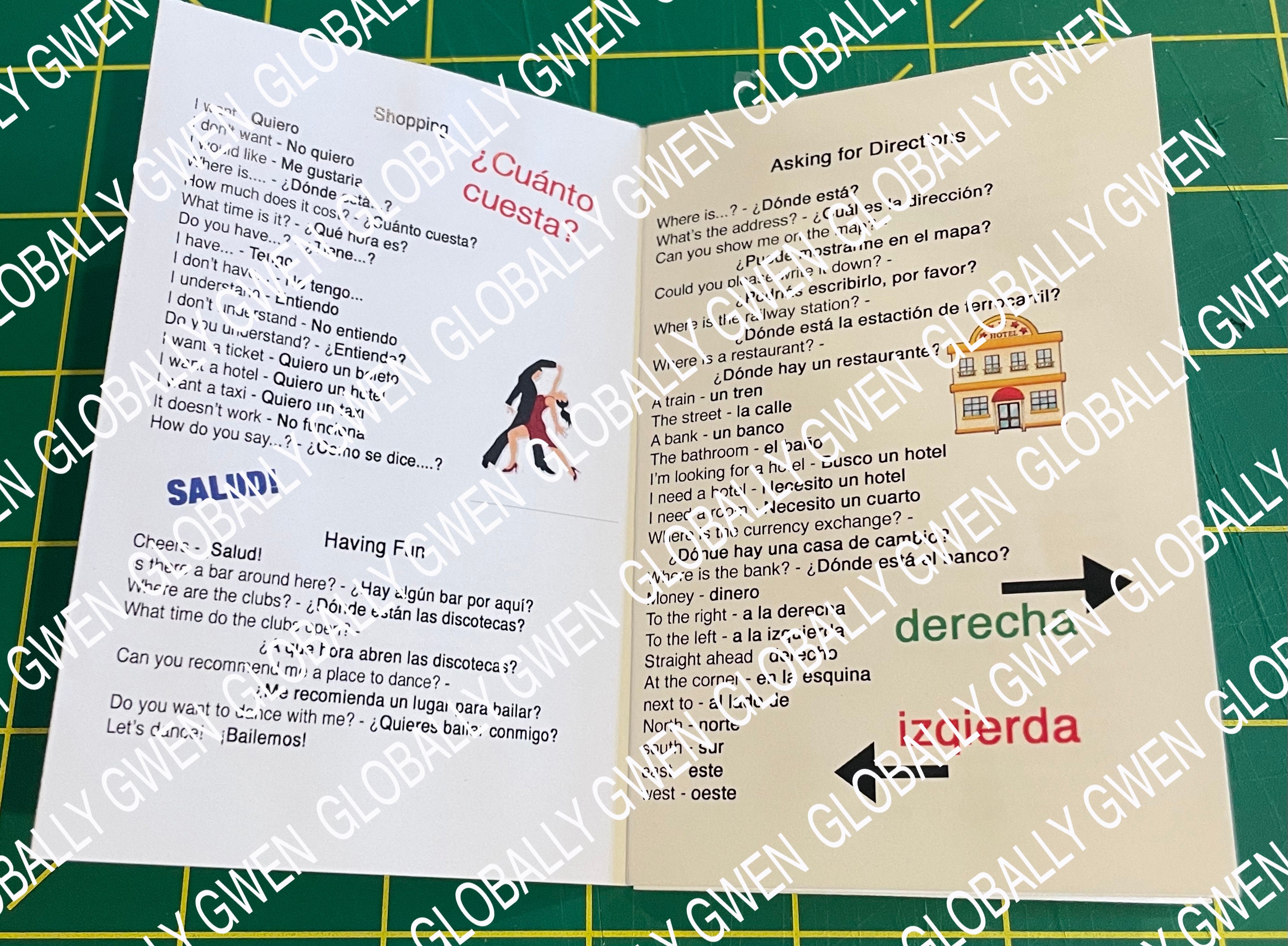 Spanish Language Cheat Sheet POCKET SIZE Travel Guide Vacation, Quick ...