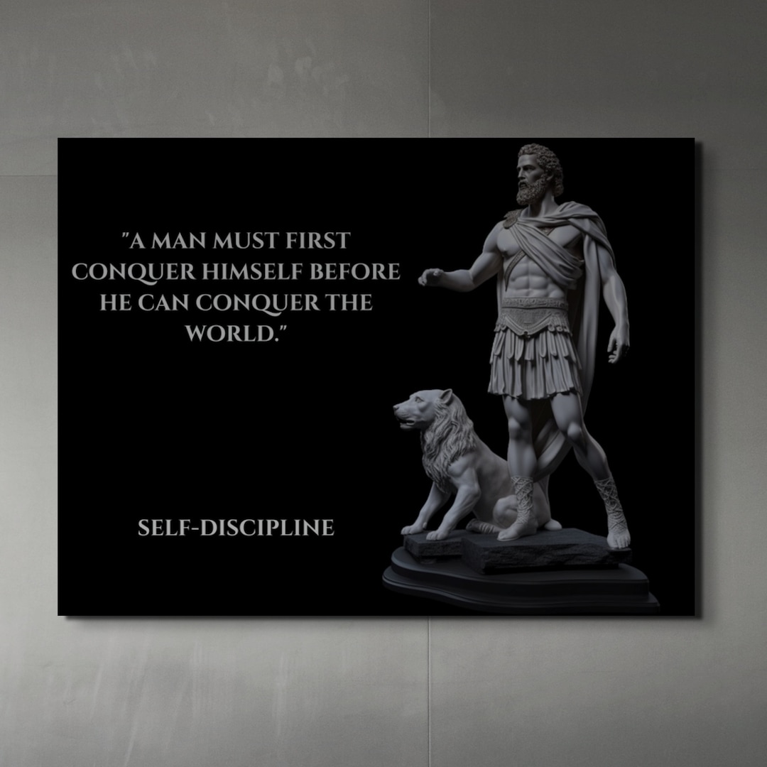 Conquer the World Motivational Wall Art, Inspirational Quotes Artwork ...
