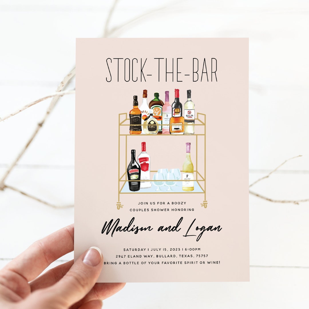 Stock the Bar Invitation, Couples Shower Invitation, Boozy, His and ...