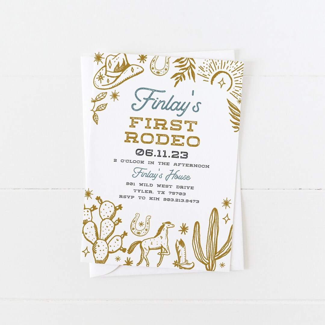 First Rodeo Birthday Invitation, Instant Download, First Birthday ...