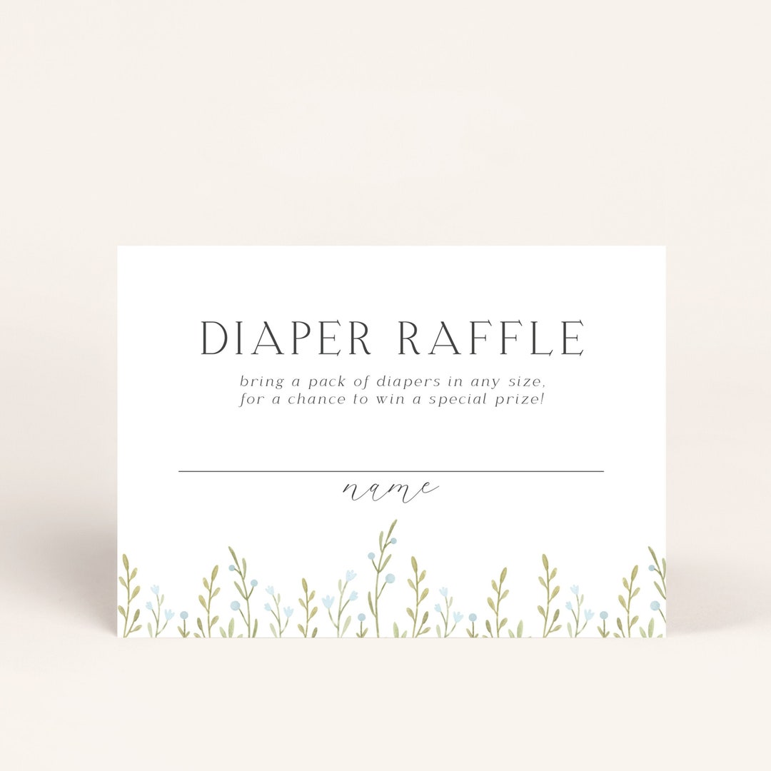 Stork Baby Diaper Raffle Card, Instant Download, Gender Neutral ...