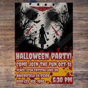 Walking Alone Jason Halloween Invitation, Friday the Thirteenth, Scary ...
