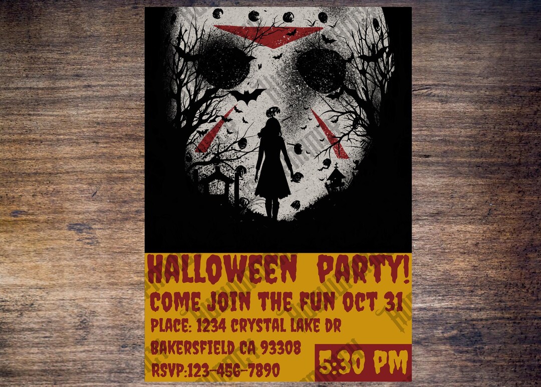 Walking Alone Jason Halloween Invitation, Friday the Thirteenth, Scary ...
