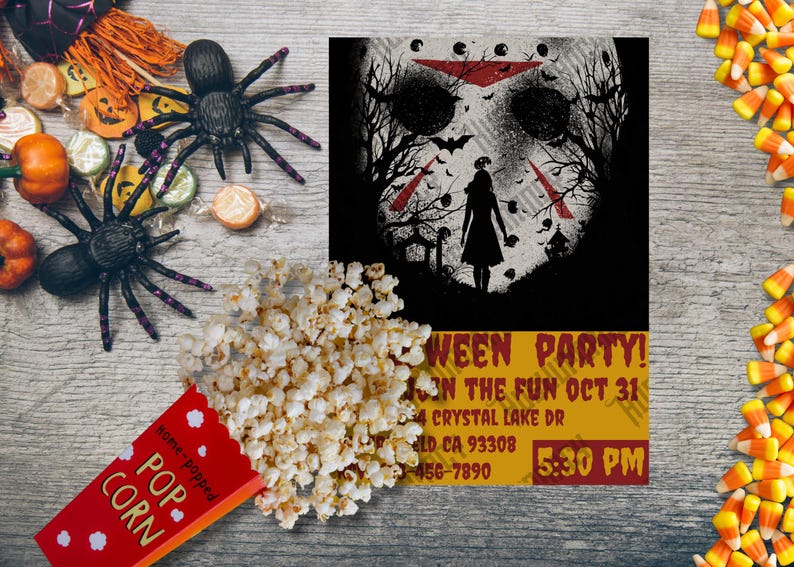 Walking Alone Jason Halloween Invitation, Friday the Thirteenth, Scary ...
