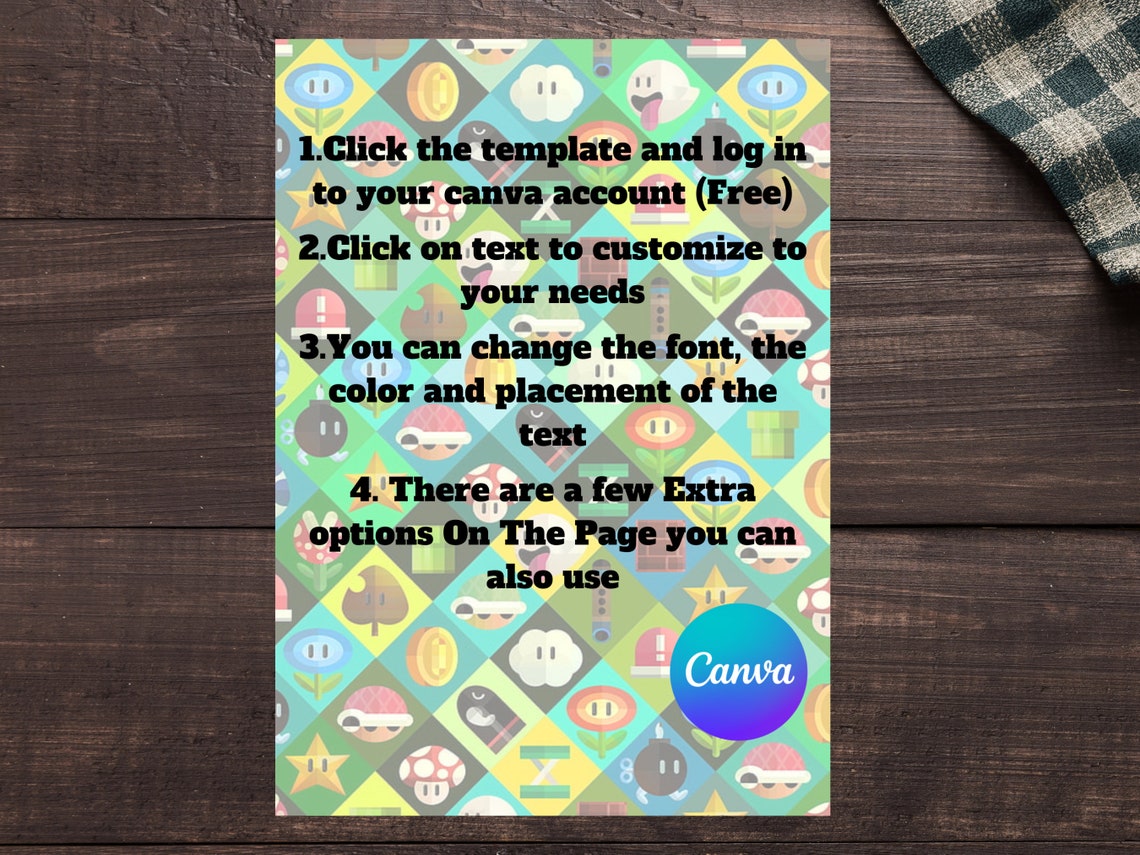 Super Mario Bros Invitations, Princess Peach, Bowser, Luigi Video Game ...