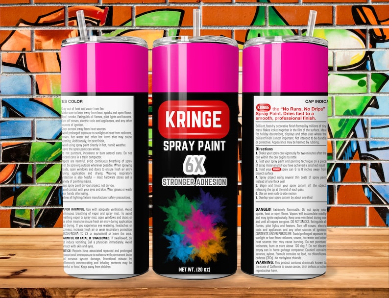 Kringe Hot Pink Spray Paint Can File for Sublimation 20oz Skinny ...