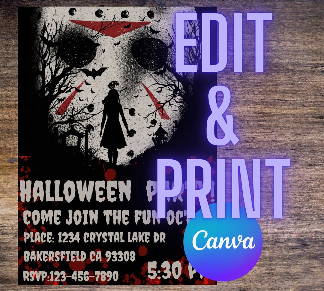 Walking Alone Jason Halloween Invitation, Friday the Thirteenth, Scary ...