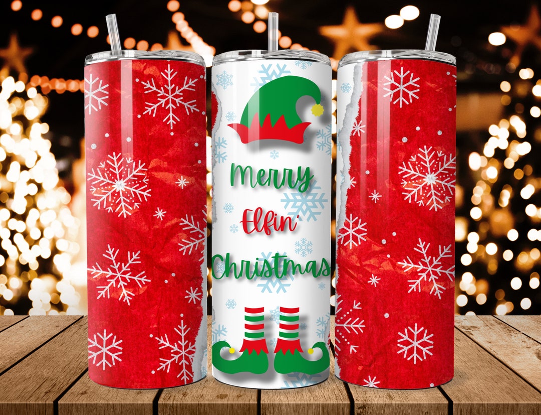 Merry Elfin' Christmas Tumbler Design PNG File, Elf Download File for ...