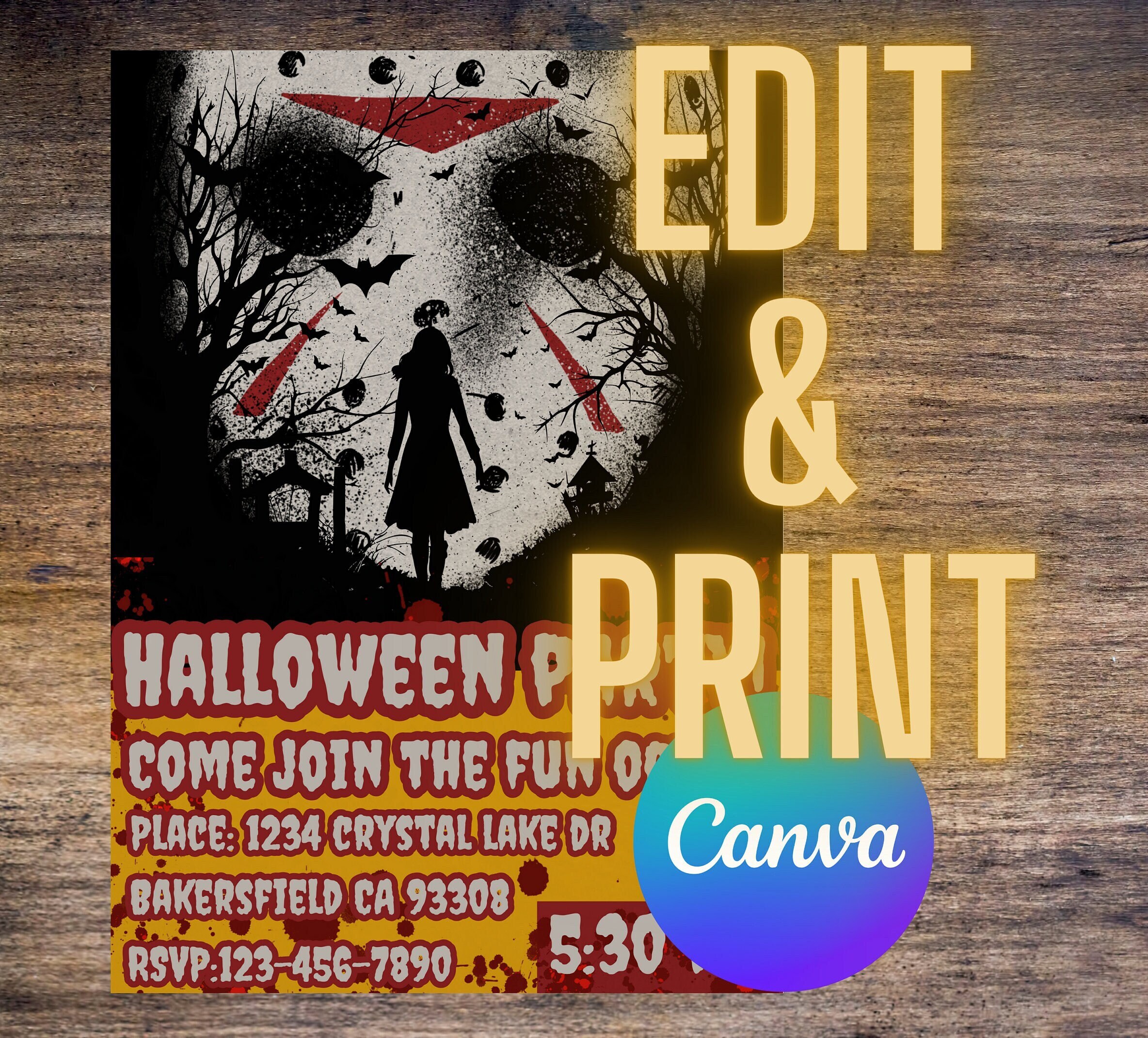 Walking Alone Jason Halloween Invitation, Friday the Thirteenth, Scary ...