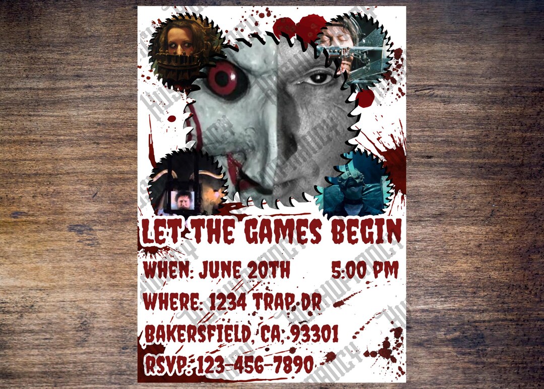 Saw Birthday or Halloween Invitation Download, Edit & Print Custom ...