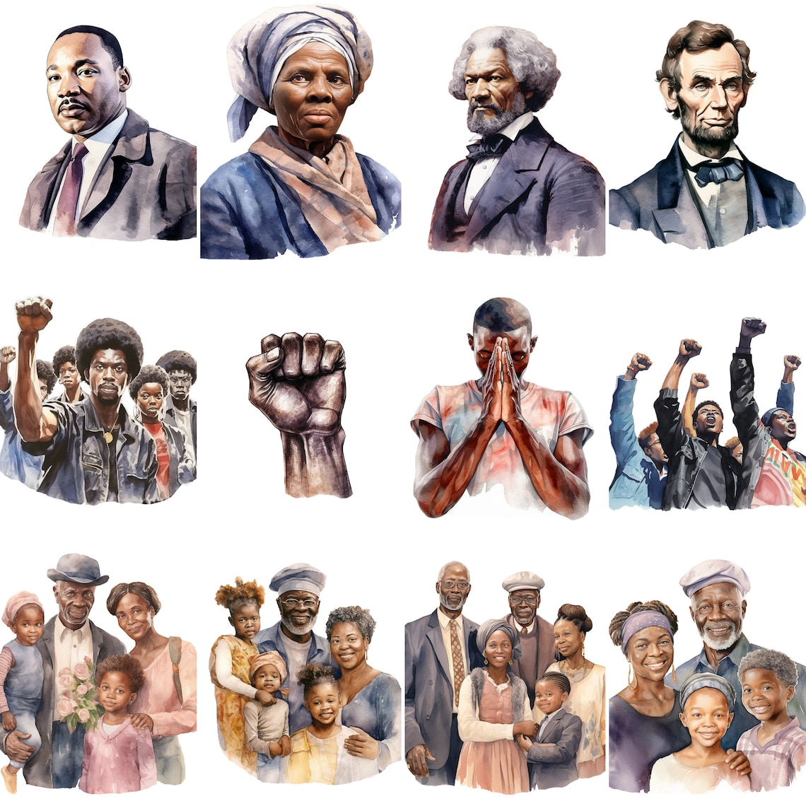 Juneteenth Watercolor Clipart Bundle Juneteenth PNG Instant Download ...