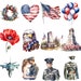Memorial Day Watercolor Clipart Bundle Transparent Background PNG ...