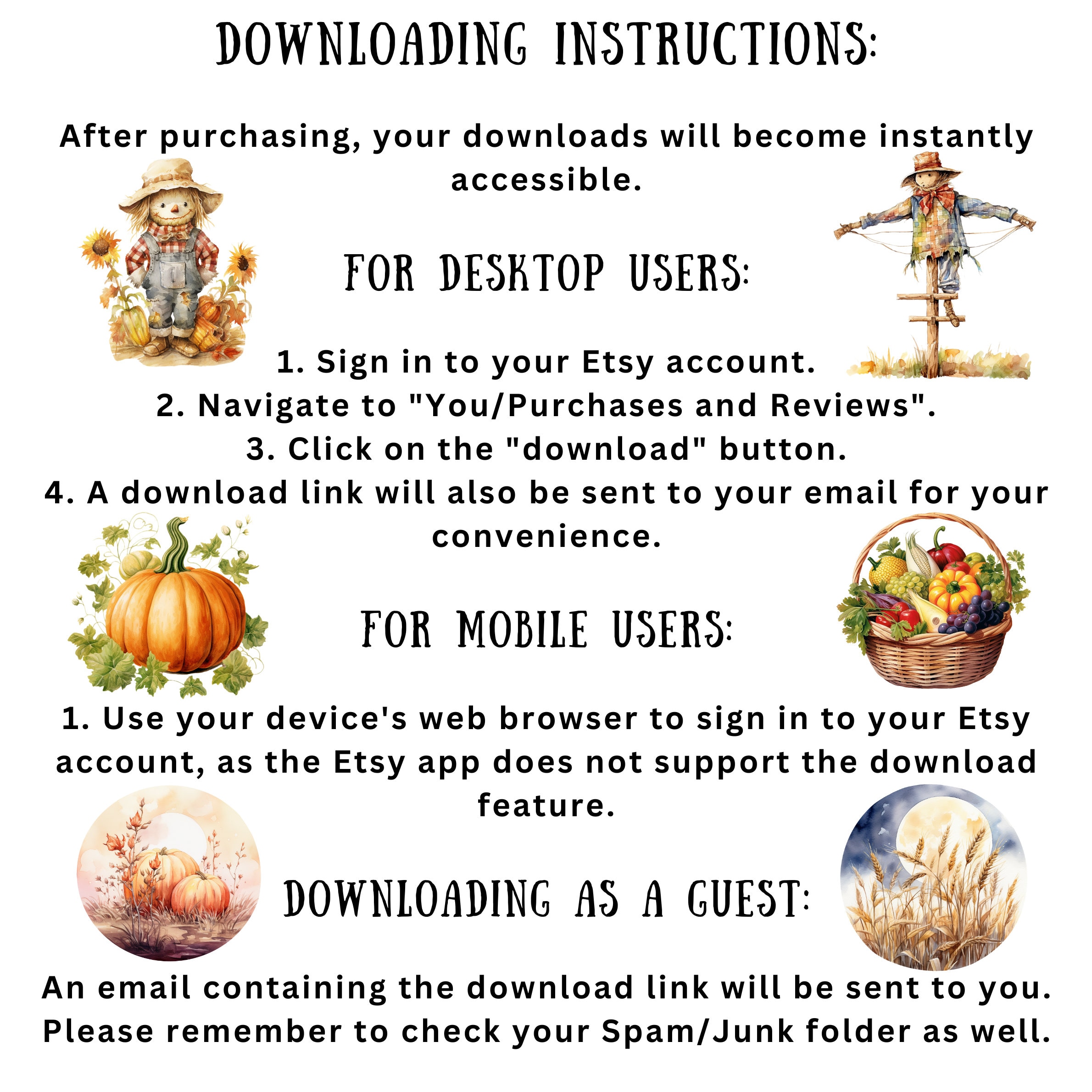 Harvest Watercolor Clipart Bundle Autumn PNG Instant Download Fall ...