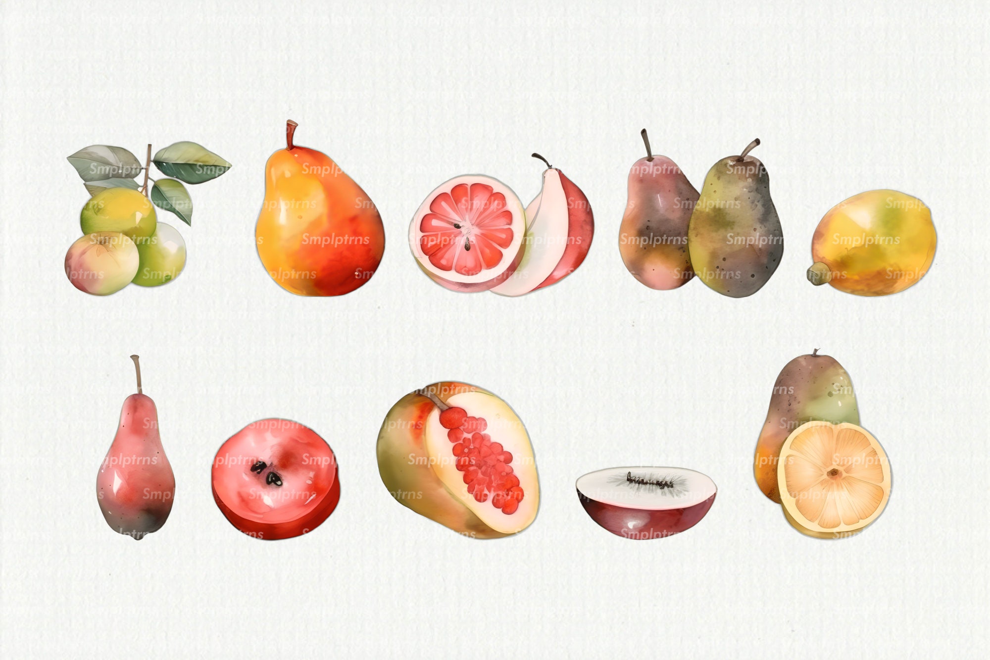 Watercolor Tropical Fruit Clipart Pack #4 - Juicy Tropical Fruit in PNG ...