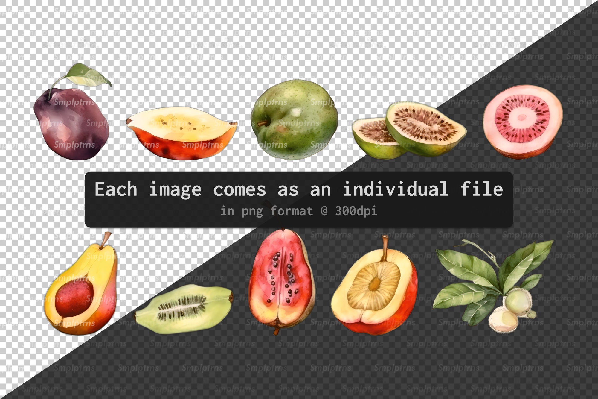 Watercolor Tropical Fruit Clipart Pack #4 - Juicy Tropical Fruit in PNG ...